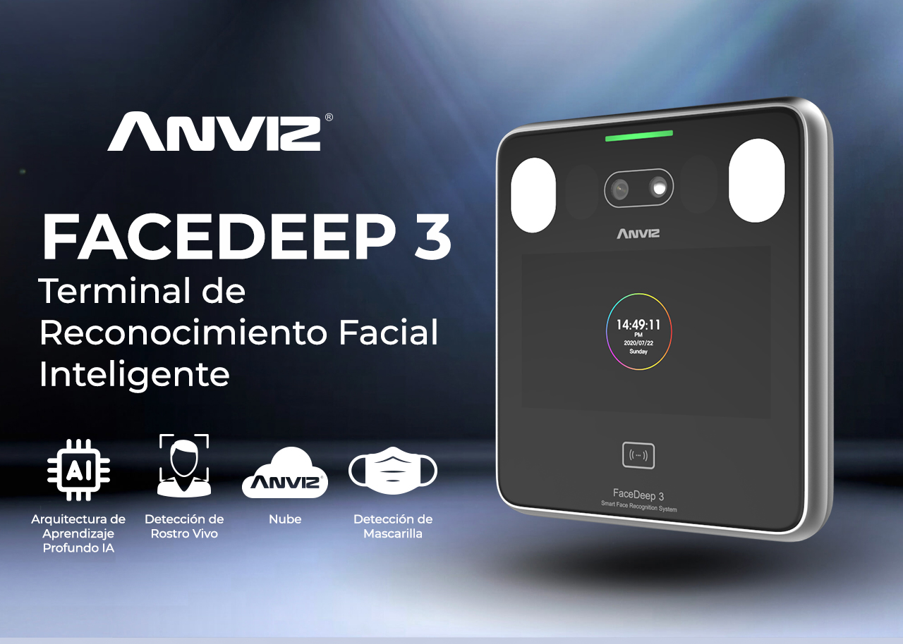 Terminal de Reconocimiento Facial con Tecnología AI -Facedeep 3 de Anviz